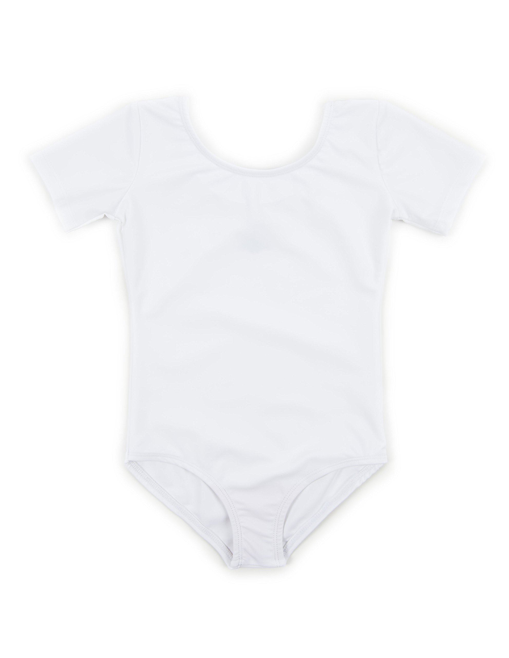 Leveret Girls Leotard White Short Sleeve Large (10-12)