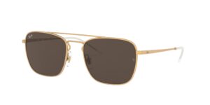 ray-ban rb3588 square sunglasses, rubber gold/dark brown, 55 mm