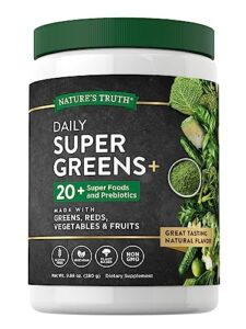 nature's truth super greens powder supplement | fruit & vegetables superfood blend | vegan, non-gmo & gluten free juice & smoothie mix | 9.88 oz