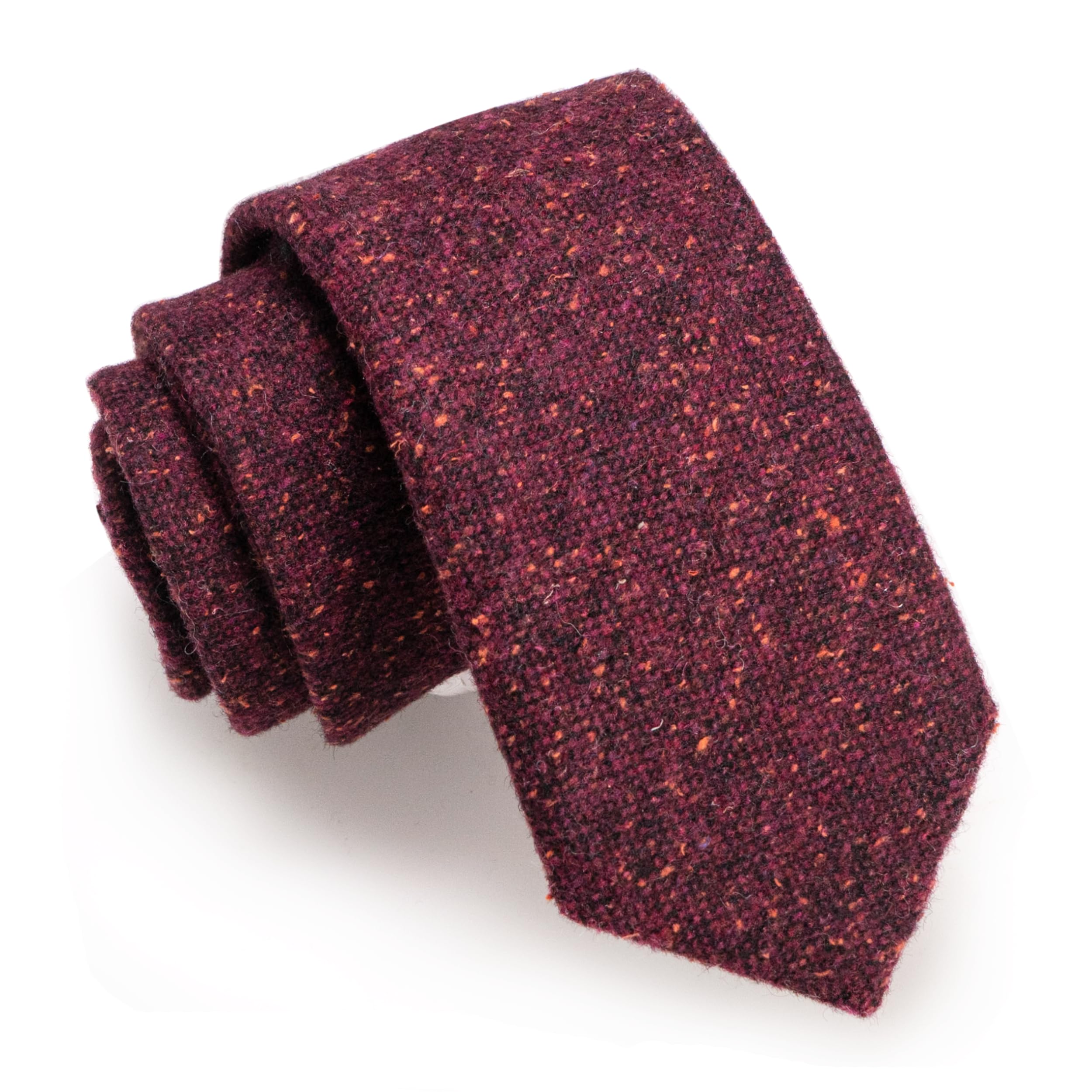 JEMYGINS Burgundy Cashmere Wool Necktie and Pocket Square, Hankerchief and Tie Clip Sets for Men (4)