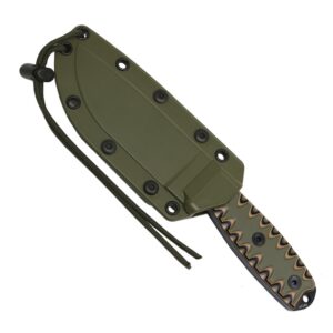 ESEE 4P Survival Fixed Blade Knife, OEM Sawtooth Handle Design, Olive Drab Sheath