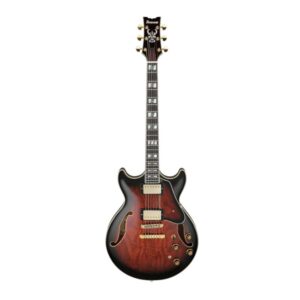 ibanez am artstar 6 string electric guitar (right hand, dark brown sunburst) with hardshell case