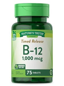 b12 vitamin supplement | 1000 mcg | 75 timed release tablets | non-gmo & gluten free | nature's truth