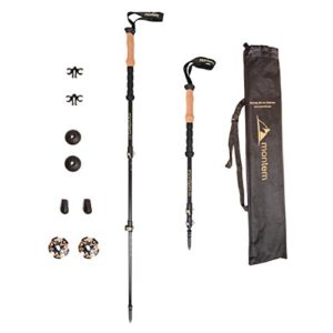 montem ultralight 3k carbon fiber hiking/walking/trekking poles - one pair (2 poles) … (black)