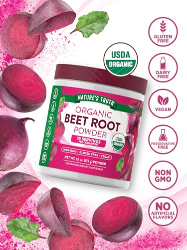 Organic Beet Root Powder | 6.1 oz | USDA Organic | Vegan, Non-GMO & Gluten Free Supplement | by Nature's Truth