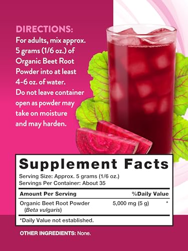 Organic Beet Root Powder | 6.1 oz | USDA Organic | Vegan, Non-GMO & Gluten Free Supplement | by Nature's Truth