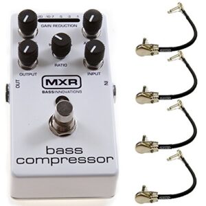 mxr m87 bass compressor effects pedal with true bypass bundled with 4 pack of hosa cfs-106 6-inch guitar patch cables