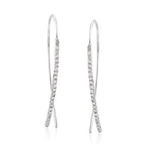 ross-simons 0.50 ct. t.w. diamond linear wire threader earrings in 14kt white gold