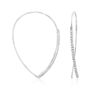 Ross-Simons 0.50 ct. t.w. Diamond Linear Wire Threader Earrings in 14kt White Gold