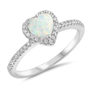 white simulated opal heart purity promise ring new 925 sterling silver band size 7