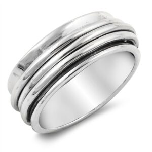 spinner meditation wedding ring new .925 sterling silver triple band size 6