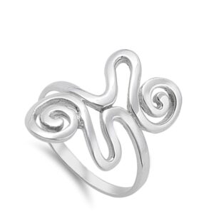 Tribal Wave Boho Wide Spiral Ring New .925 Sterling Silver Band Size 7