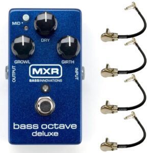 mxr m288 bass octave deluxe effects pedal bundle with 4 mxr right angle patch cables