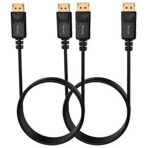 moread displayport to displayport cable, 6 feet, 2 pack, gold-plated display port cable (4k@60hz, 2k@144hz) dp cable compatible with computer, desktop, laptop, pc, monitor, projector - black