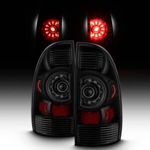 akkon - for 2005-2015 toyota tacoma factory style black led pair tail lights brake lamps replacement