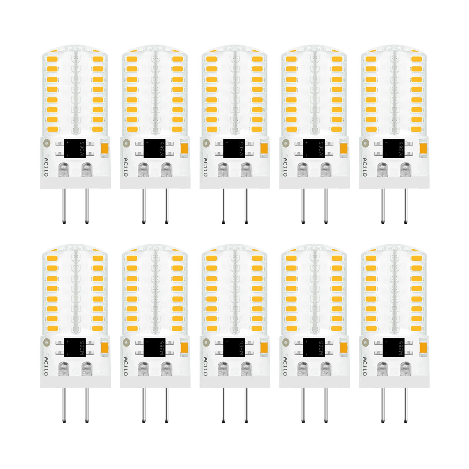 TIANZHILANSKY Pack 10 Mini G4 LED Bulb Dimmable 110V 120V 2.6W 280 Lumens 64pcs Silicone Lamp Equivalent to 20W Halogen Bulb Replacement Warm White 2700K-3200K 3000K Home Lighting