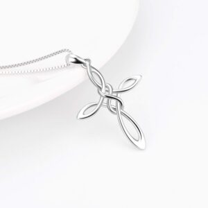 LUHE Cross Necklace Jewelry Sterling Silver Religious Irish Celtic Knot Cross Pendant Necklace Infinity Jewelry Christmas Gifts for Women Teen Girls 18"