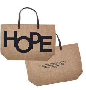 huge hope religious quote jute beach tote bag shopping gym market weekend travel