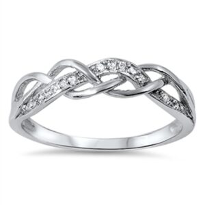 infinity knot white cz promise ring new .925 sterling silver band size 11