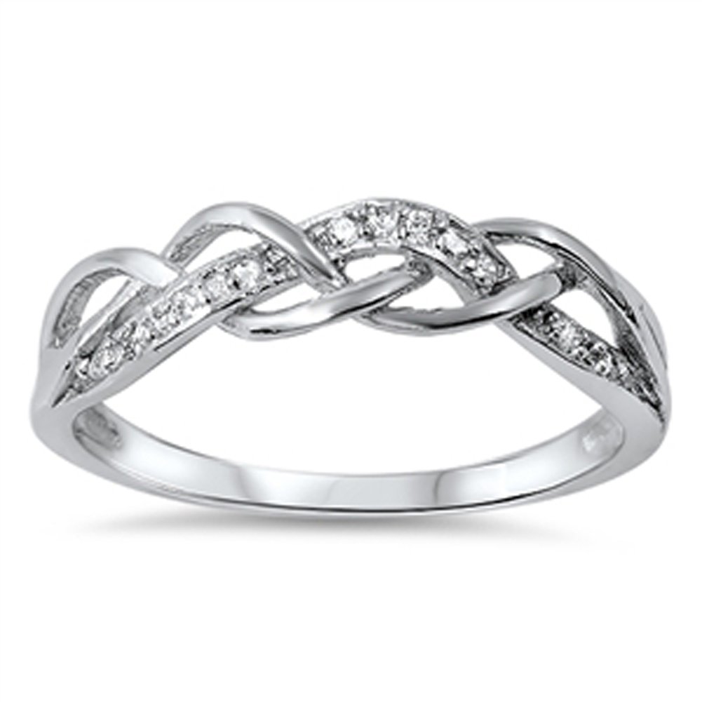 Infinity Knot White CZ Promise Ring New .925 Sterling Silver Band Size 11