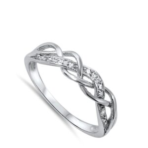 Infinity Knot White CZ Promise Ring New .925 Sterling Silver Band Size 11