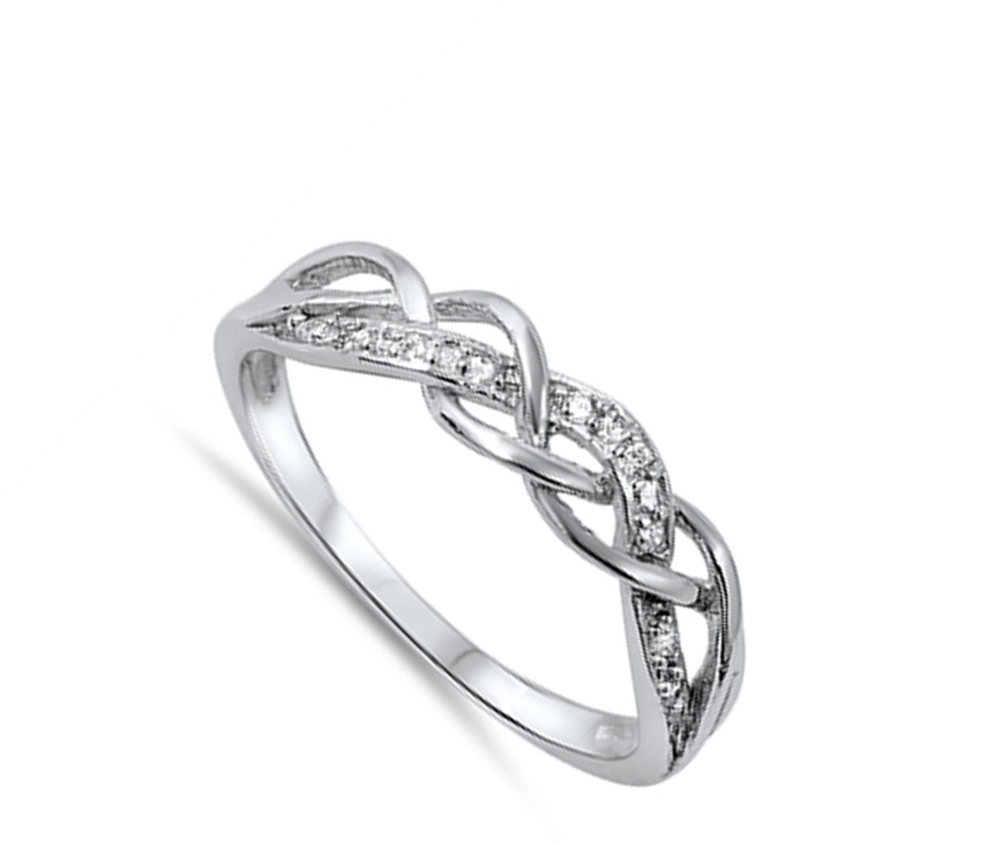 Infinity Knot White CZ Promise Ring New .925 Sterling Silver Band Size 11