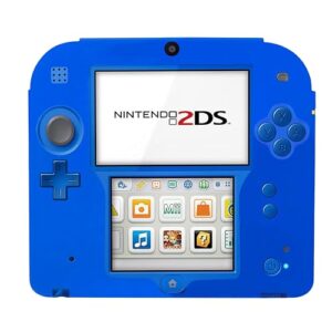 pdp silicone protective case compatible with nintendo 2ds – non-slip textured grip nintendo 2ds case – full front and back protection 2ds non-screen protector – cute and modern colors (blue)