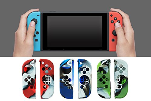 Hikfly 3pcs Silicone Gel Non-Slip Cover Skin Protector Case Kits Compatible for Nintendo Switch 6.2" Screen(2017) Consoles and Joy-Con Controllers with 8pcs Silicone Gel Thumb Grips Caps(Purple)