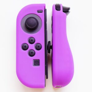 Hikfly 3pcs Silicone Gel Non-Slip Cover Skin Protector Case Kits Compatible for Nintendo Switch 6.2" Screen(2017) Consoles and Joy-Con Controllers with 8pcs Silicone Gel Thumb Grips Caps(Purple)