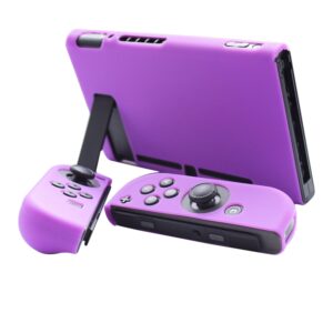 Hikfly 3pcs Silicone Gel Non-Slip Cover Skin Protector Case Kits Compatible for Nintendo Switch 6.2" Screen(2017) Consoles and Joy-Con Controllers with 8pcs Silicone Gel Thumb Grips Caps(Purple)