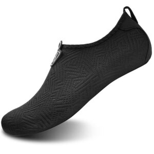 BARERUN Barefoot Quick-Dry Water Sports Shoes Aqua Socks for Swim Beach Pool Surf Yoga for Women Men (L(W:8.5-9.5,M:7-7.5), Black Lines)