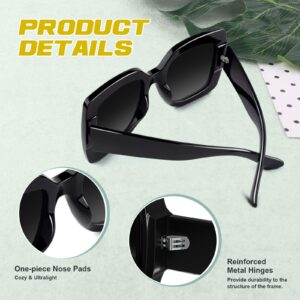 GQUEEN Oversized Square Frame Sunglasses Womens Retro Vintage Trendy Black Shades,S904