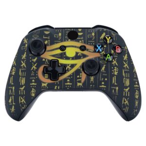 extremerate eye of providence origins faceplate cover, soft touch front housing shell case, comfortable soft grip replacement kit for xbox one s & xbox one x controller - controller not included