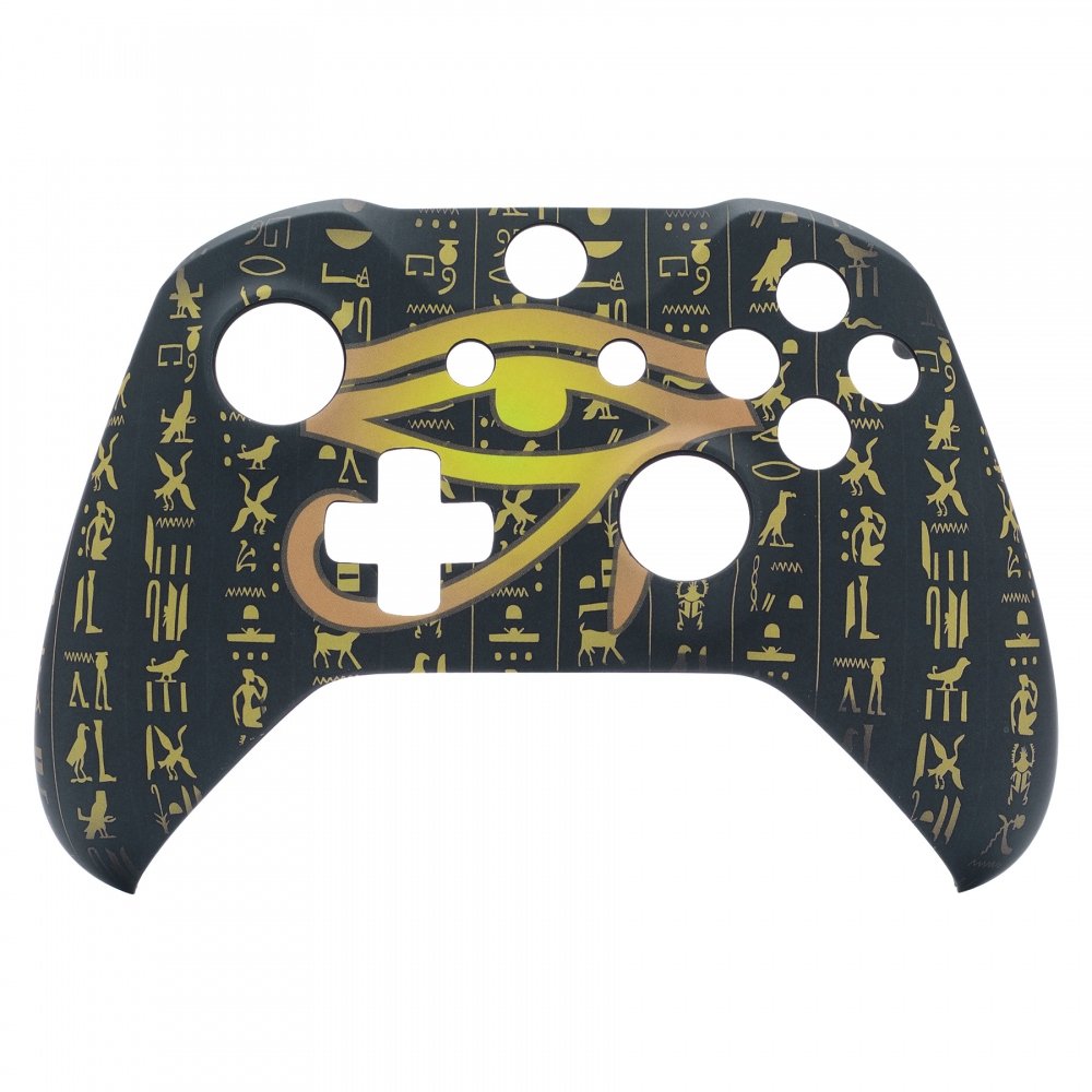 eXtremeRate Eye of Providence Origins Faceplate Cover, Soft Touch Front Housing Shell Case, Comfortable Soft Grip Replacement Kit for Xbox One S & Xbox One X Controller - Controller NOT Included