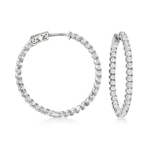 ross-simons 3.30 ct. t.w. cz inside-outside hoop earrings in sterling silver