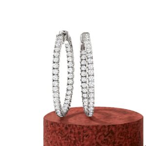 Ross-Simons 3.30 ct. t.w. CZ Inside-Outside Hoop Earrings in Sterling Silver