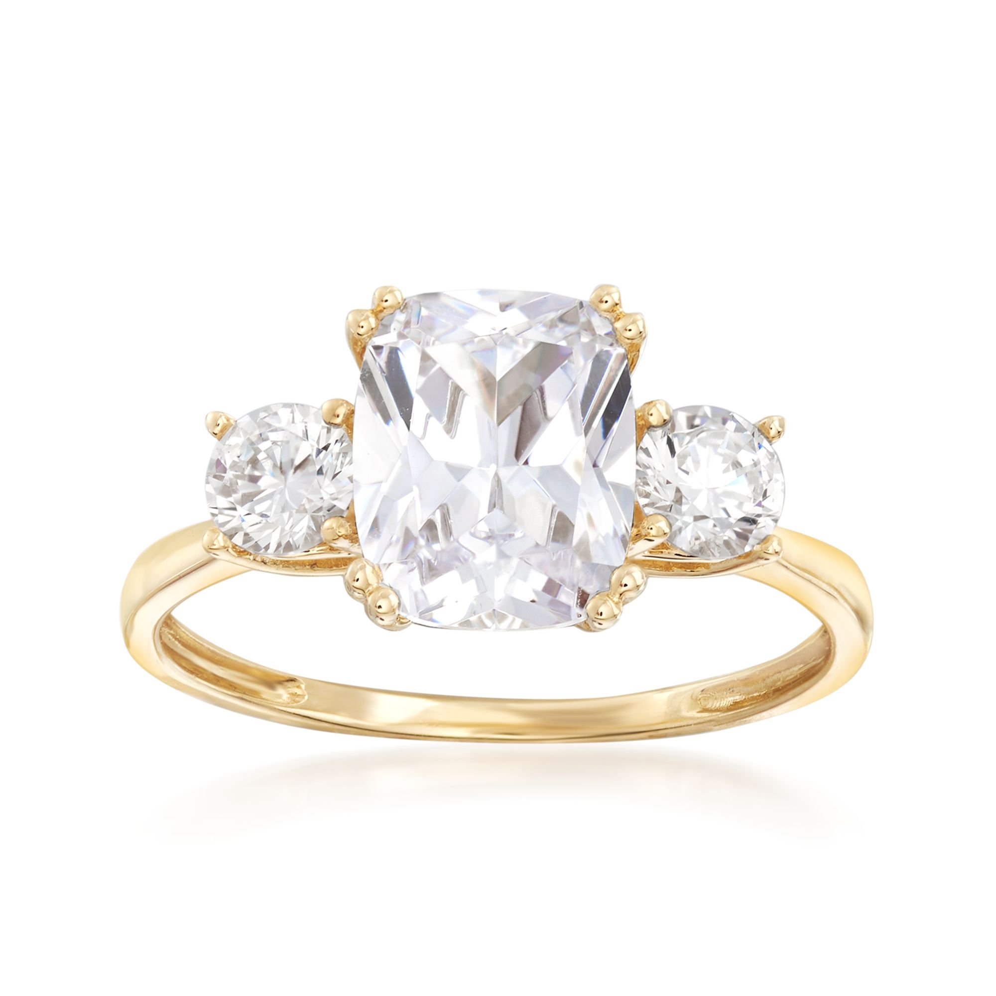 Ross-Simons 3.50 ct. t.w. CZ 3-Stone Ring in 14kt Yellow Gold. Size 9