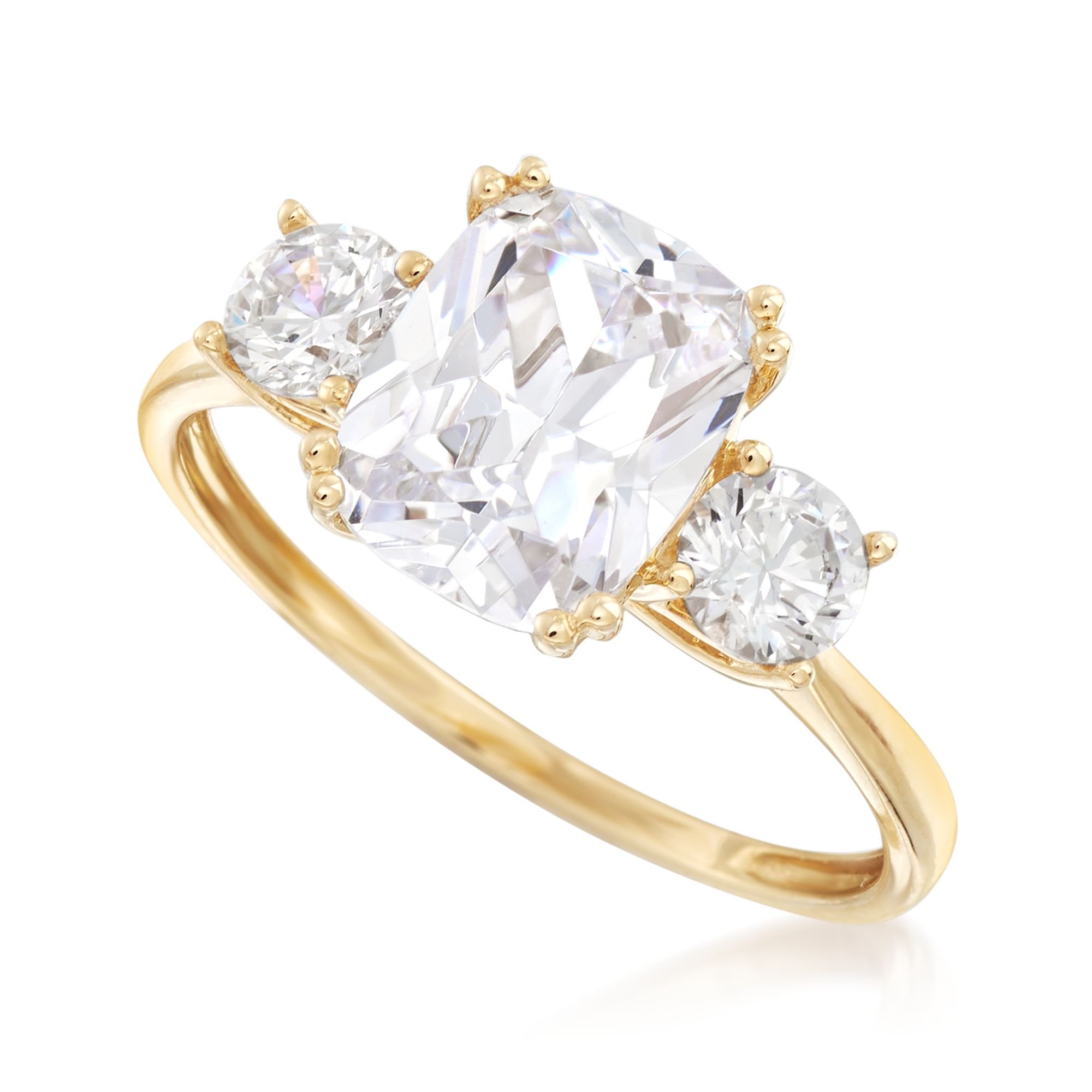 Ross-Simons 3.50 ct. t.w. CZ 3-Stone Ring in 14kt Yellow Gold. Size 9