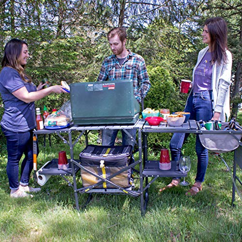 GCI OUTDOOR Master Cook Station | Portable Folding Kitchen Table with Soft Shell Sink, Heat Resistant Tabletop & Telescoping Lanter Pole, Perfect for Camping Trips