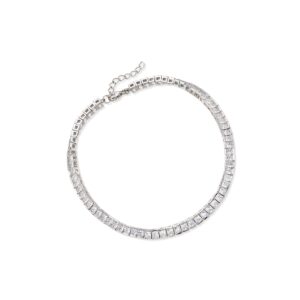 ross-simons 10.35 ct. t.w. princess-cut cz tennis anklet in sterling silver. 9 inches