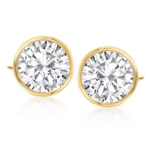 ross-simons 3.00 ct. t.w. bezel-set cz stud earrings in 14kt yellow gold