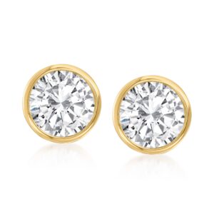 ross-simons 2.00 ct. t.w. bezel-set cz stud earrings in 14kt yellow gold