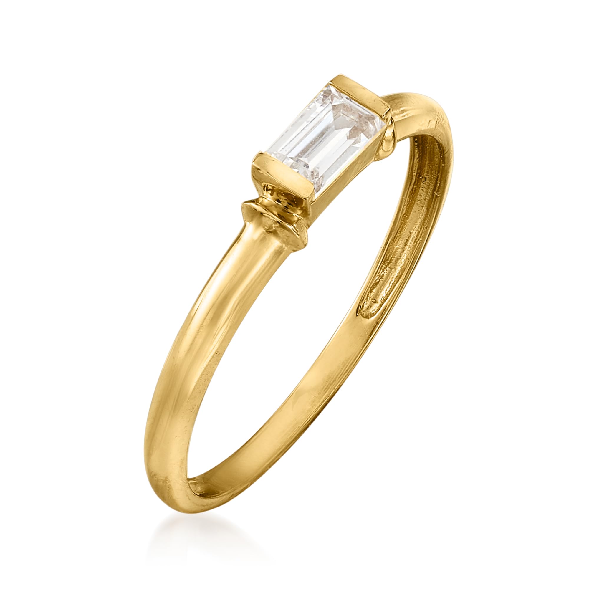 Ross-Simons 0.30 Carat Baguette CZ Solitaire Ring in 14kt Yellow Gold. Size 6