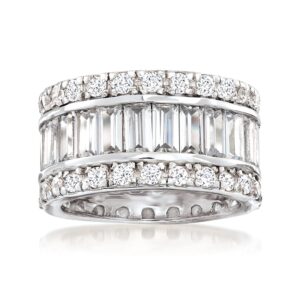 ross-simons 8.75 ct. t.w. baguette and round cz eternity band in sterling silver. size 10