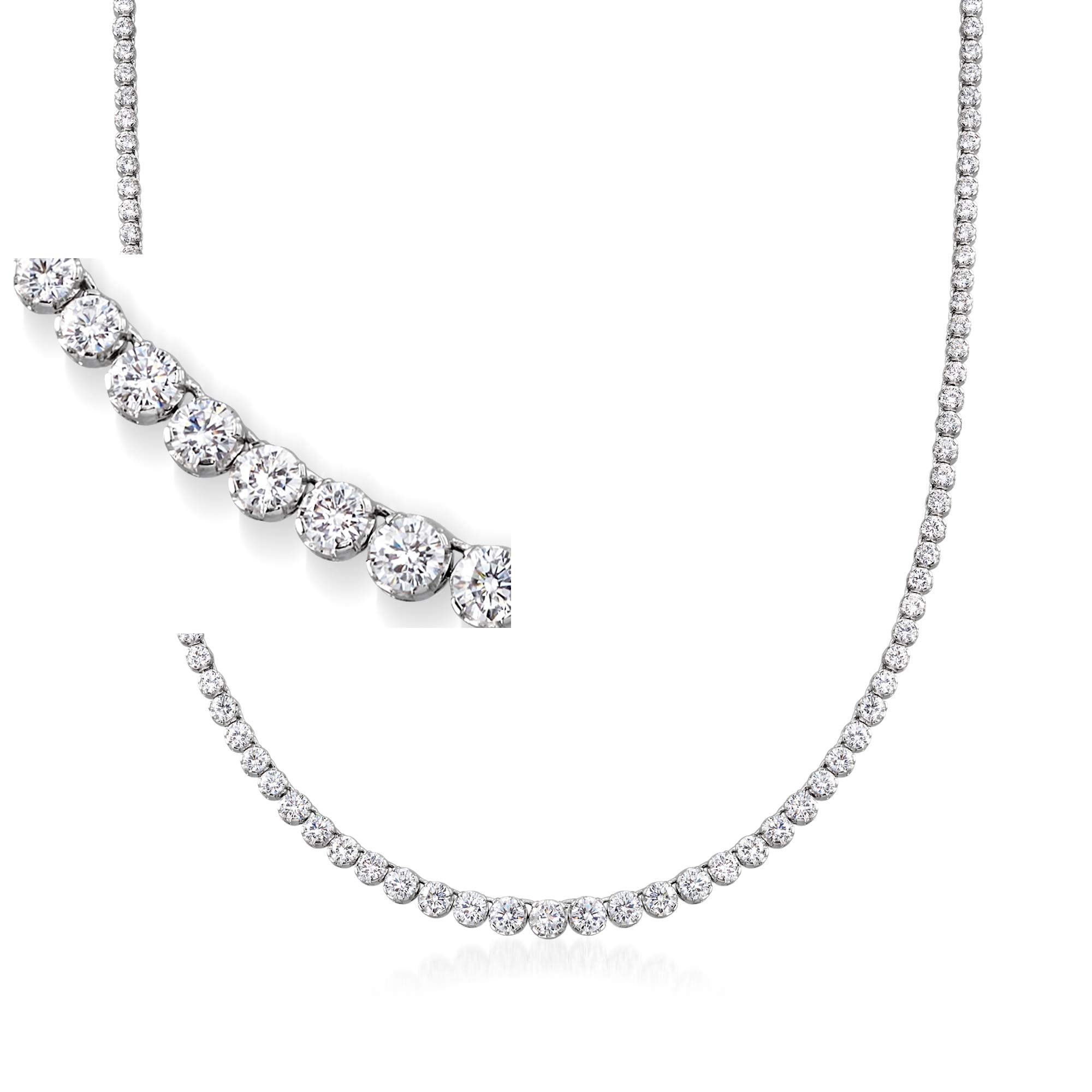 Ross-Simons 22.00 ct. t.w. Graduated CZ Tennis Necklace in Sterling Silver. 20 inches