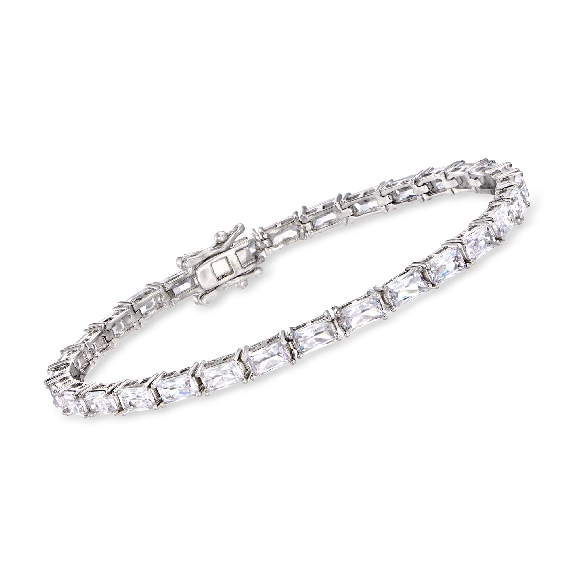 Ross-Simons 7.50 ct. t.w. Baguette CZ Tennis Bracelet in Sterling Silver. 7 inches