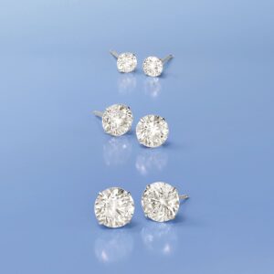 Ross-Simons Round CZ Stud Earrings in 14kt White Gold