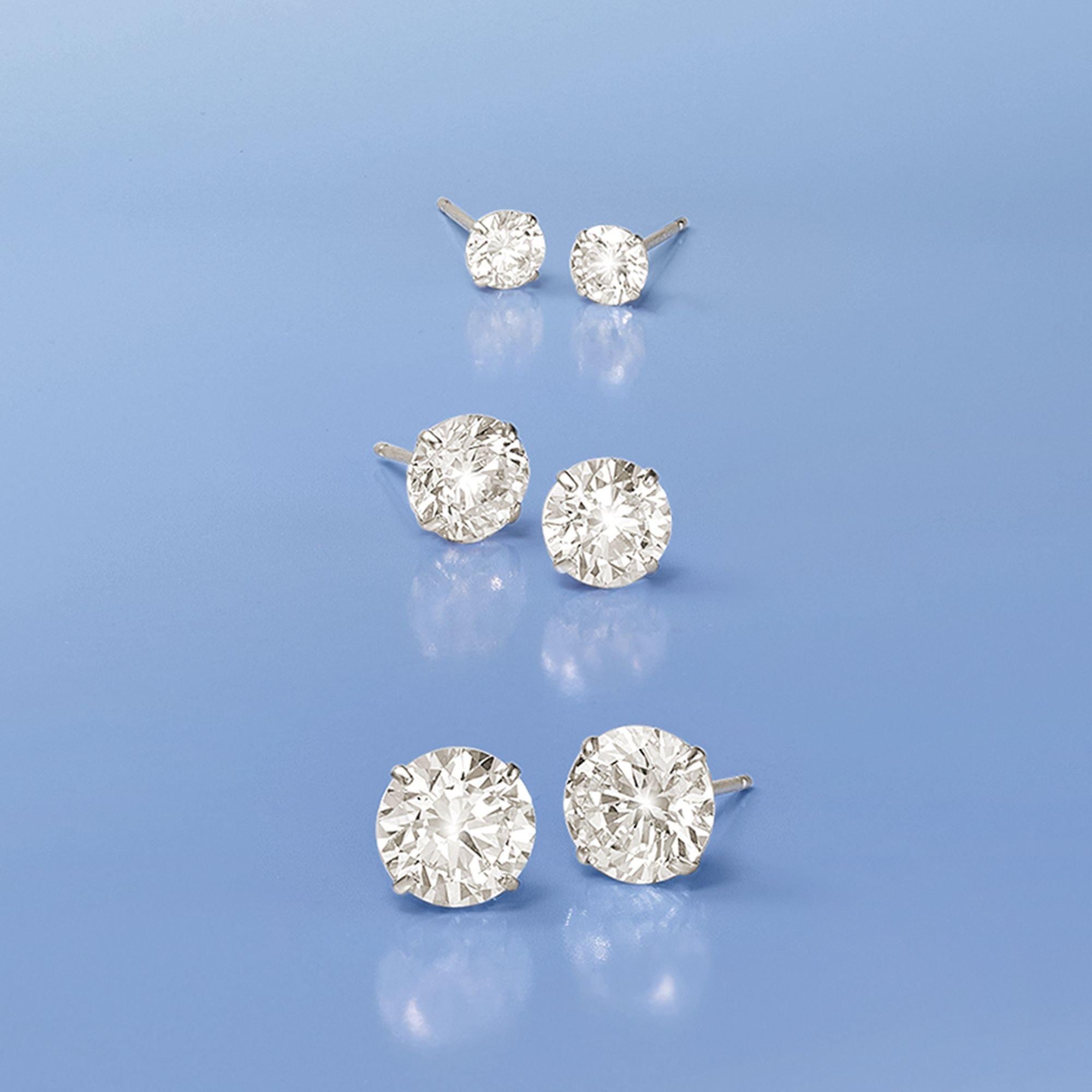 Ross-Simons Round CZ Stud Earrings in 14kt White Gold