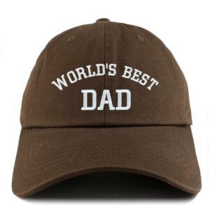 trendy apparel shop world's best dad embroidered low profile soft cotton dad hat cap - brown