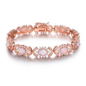 barzel 18k rose gold plated created opal tennis bracelet (rose gold)